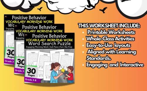 Positive Behavior Managemnt Word Search Puzzle 4th,5th,6th,7th,8th,9th,10th