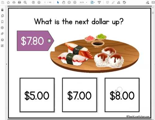 Restaurant Next Dollar Up Interactive PDF, Boom Cards, and Google Slides