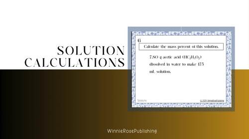 Concentration of Solution Calculation task cards by WinnieRosePublishing