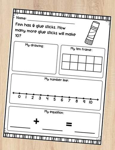 Back to School Make a Ten Word Problems Ten Frames Number Lines ...