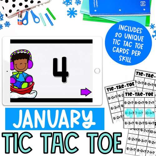 Kindergarten January Tic Tac Toe Center by The Kinderhearted Classroom