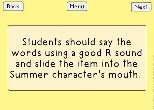 Articulation R Sound, Vocalic R, R Blends Feed the Summer Character ...