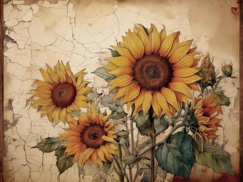 Vintage Sunflowers Digital Paper Pack 11X8.5 - Watercolor Sunflowers ...