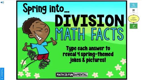Division Math Fact Practice | Springtime Joke Mystery Picture | Boom Cards