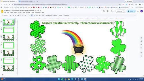 St. Patrick's Day Review Game Template - Up to 30 Questions in Google ...