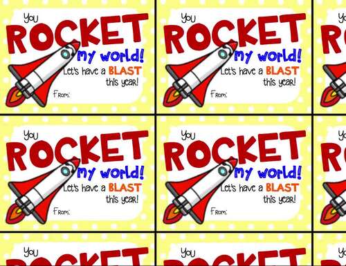 Rocket Beginning of Year Gift Tag- You ROCKET my world! Let's have a ...