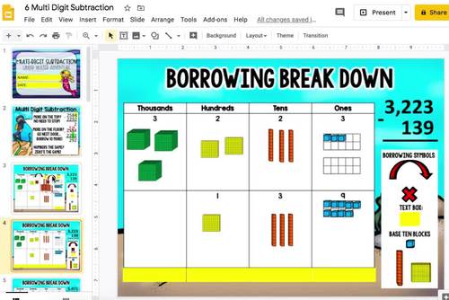 4th Grade Multi-Digit Subtraction 4.NBT.4 ~ Google Classroom ~ Distance ...