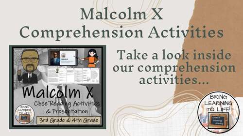 Malcolm X Close Reading Passage & Comprehension Activities | 3rd–4th Grade