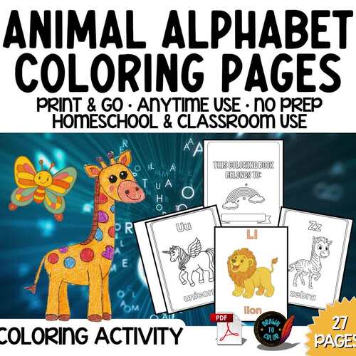 Animal Alphabet Coloring Pages | No Prep | Print & Go Activity | TPT