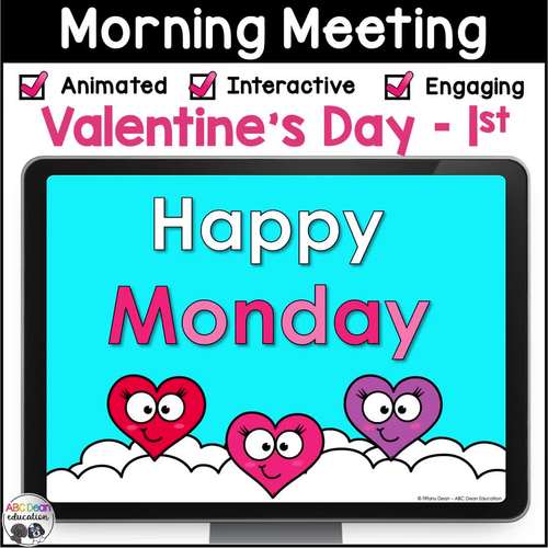 DIGITAL Morning Meeting - VALENTINES DAY - February - 1st Grade Circle Time