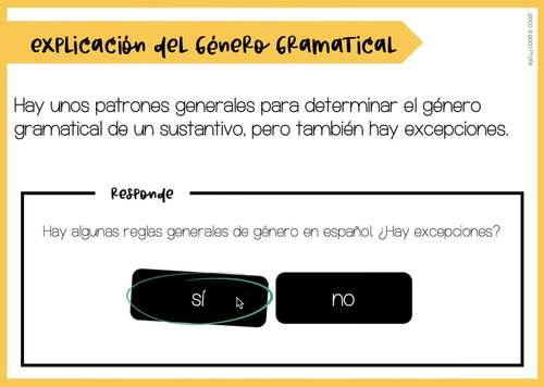 El género de los sustantivos- Spanish noun gender Boom Cards (distance ...