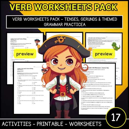 Verb Worksheets Pack : Tenses Gerunds & Themed Grammar Practice back to ...