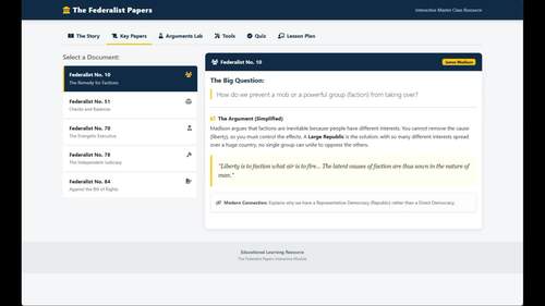 The Federalist Papers Interactive Digital Learning Resource Activity & Quiz