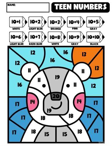 Teen Numbers Place Value Worksheets: Compose & Decompose Numbers 11–19