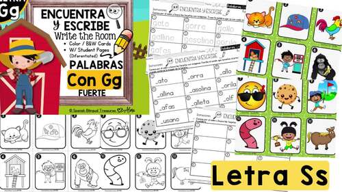 Spanish Write the Room Letter Gg Fuerte | Bilingual Kindergarten ...