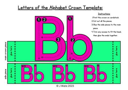 Letters of the Alphabet Craftivity & Letter Bb Crown & Animal Headbands
