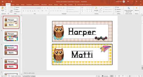 Western Owl Editable Student Name Plate/ Desk Plate/ Name Tag | TPT