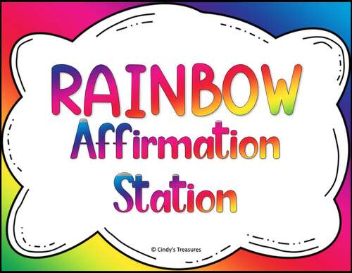 Rainbow Theme Affirmation Station *Editable* by Cindy's Treasures