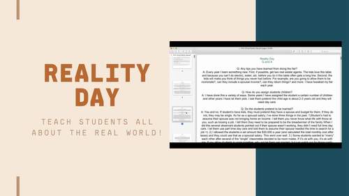 Reality Day: A Taste of the Real World Career Activity | TPT