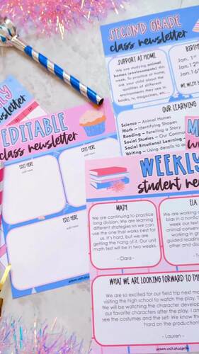 New Year Classroom Newsletter Templates Editable by Bloom With Bridgette