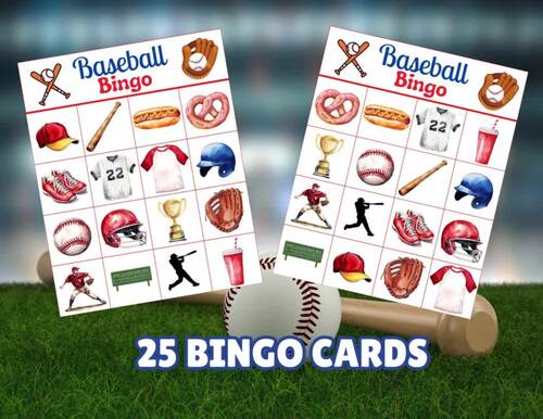 Printable Sports Baseball Bingo Game -Educational Activity Classroom Fun