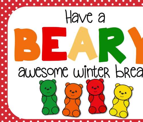 Cute Gummy Bear Winter Holiday Gift Tag — Full-Page Printable (8.5×11)