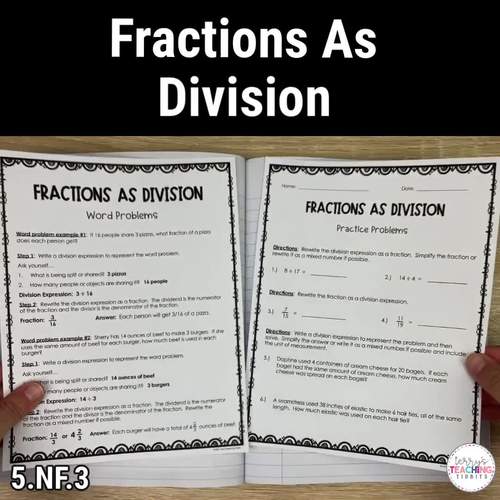 Fractions as Division Resource Pack - Printable by Terry's Teaching Tidbits