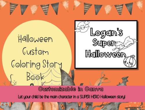 Personalized Superhero Printable Halloween Coloring Story| Custom Name ...