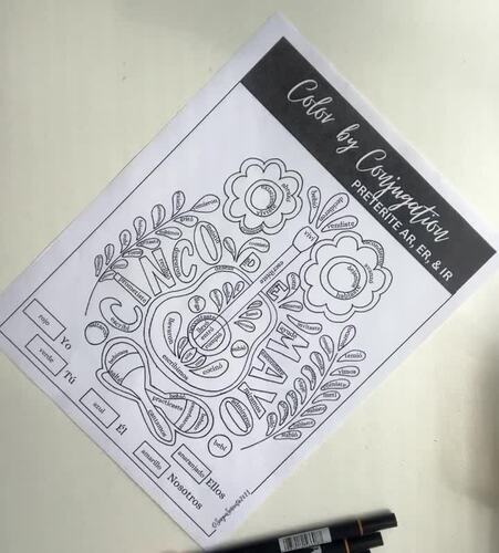 Cinco de Mayo Color By Conjugation Preterite AR, ER, & IR by SinginSeñorita