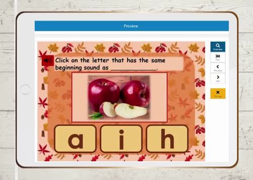 Beginning Sounds and Letters Farm and Fall (Boom Cards with Audio)