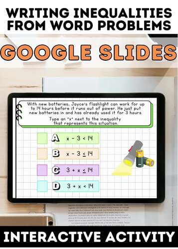 Writing Inequalities from Word Problems | Boom Cards™ | Translating ...