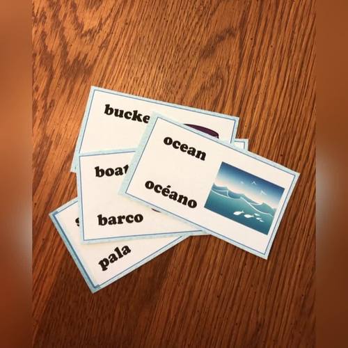 Beach Vocabulary - Bilingual English and Spanish Printable Flashcards ...