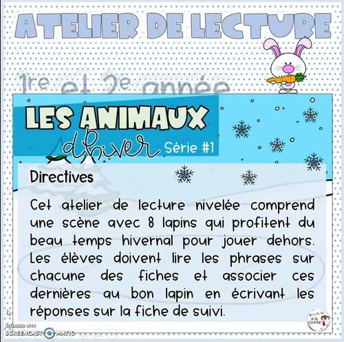 French Reading Winter Game | Atelier de lecture Animaux de l'hiver