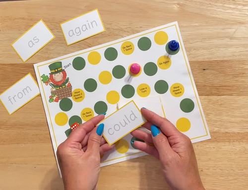 Sight Words Game Boards St. Patty's Day Literacy Centers Grades K-2 Words