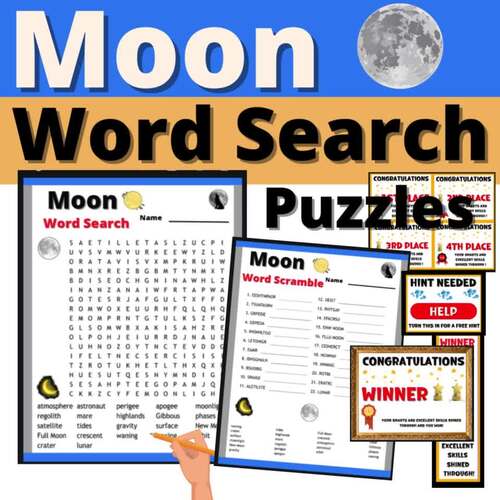 Moon Word Search Puzzles Space Activity Resource by DadsDesigns | TPT