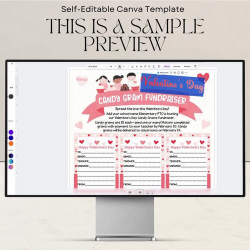 Valentine’s Day Candy Gram Fundraiser Template | School Fundraiser ...