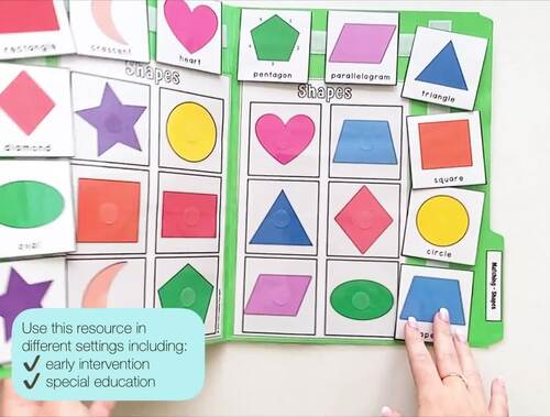 Shape Matching Reusable Velcro File Folder Activity for Early Intervention