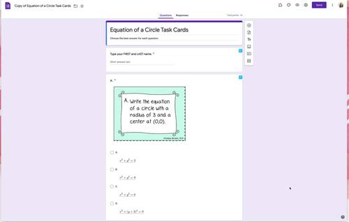 Distance Learning: Equation of a Circle Digital Task Cards | TPT