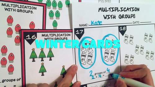 WINTER MULTIPLICATION TASK CARDS/ Multiplication with Groups/ 3rd grade ...
