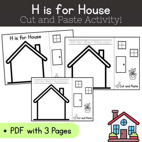 H is for House – Alphabet Craft Cut and Paste Activity for Kids (PDF ...