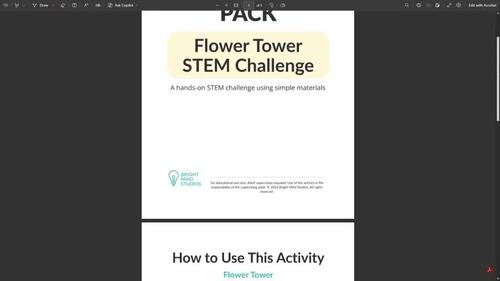 Flower Tower STEM Challenge by Bright Mind Creative Studio | TPT