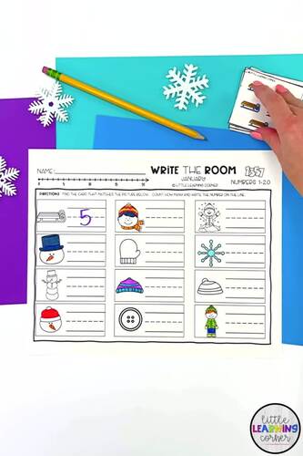 Numbers to 20 Write the Room | January Winter Teen Numbers Math Center