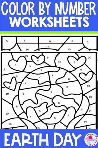 Color by Code EARTH DAY Color by Number 1-10 Math Coloring Pages Sheets