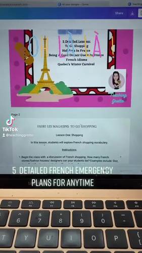 French Teacher Emergency Lesson Plans. Five Lessons To Leave Anytime