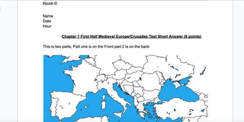 Medieval Europe & Crusades Tiered Assessment Level 3+4 Test + Short ...