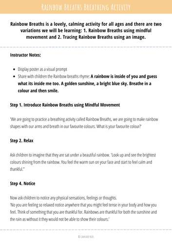 Mindful Rainbow Breathing Poster for Kids | Mental Health Printable ...