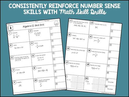 Math Intervention for High School | Algebra 2 Skill Drills by Free to ...
