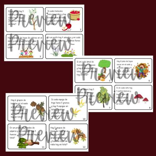 Paquete de Tarjetas de Problemas de Multiplicación de todo el año