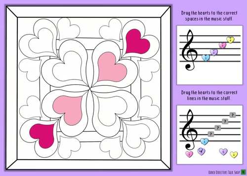 Valentines Day Music Coloring Pages - Stained Glass - Treble Clef Note ...
