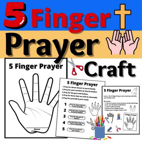 5 Finger Prayer Craft Activity Resource Five Fingers Bible Pray | TPT